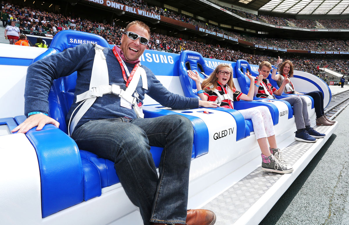 Armchair fans | Rugby spectators take a ride on the Samsung Slider ...